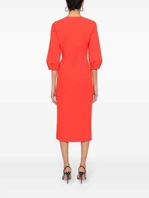 NISSA Gathered Wrap Midi Dress