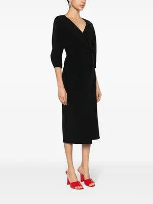 NISSA Wrap-design Crepe Midi Dress