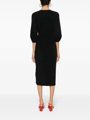 NISSA Wrap-design Crepe Midi Dress