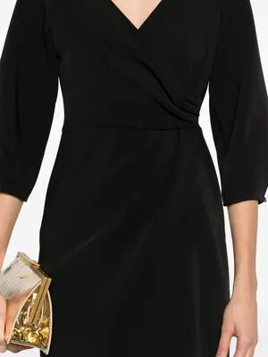 NISSA Wrap-design Crepe Midi Dress