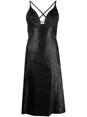 Loewe Logo-plaque Leather Midi Dress