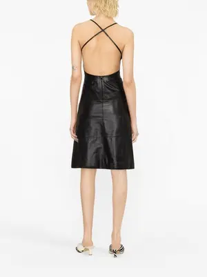 Loewe Logo-plaque Leather Midi Dress