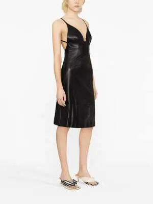 Loewe Logo-plaque Leather Midi Dress