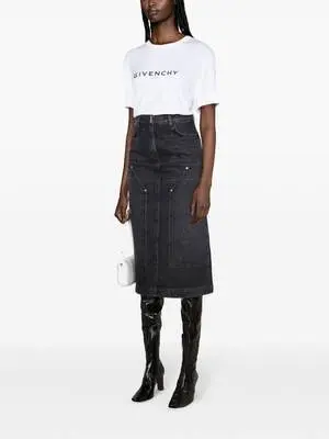 Givenchy High-rise Denim Midi Skirt