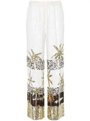 P.a.r.o.s.h Sequined Wide-leg Trousers - White
