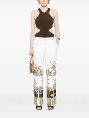 P.a.r.o.s.h Sequined Wide-leg Trousers - White