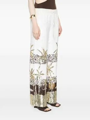 P.a.r.o.s.h Sequined Wide-leg Trousers - White