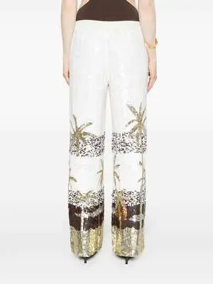 P.a.r.o.s.h Sequined Wide-leg Trousers - White