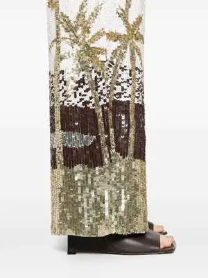 P.a.r.o.s.h Sequined Wide-leg Trousers - White
