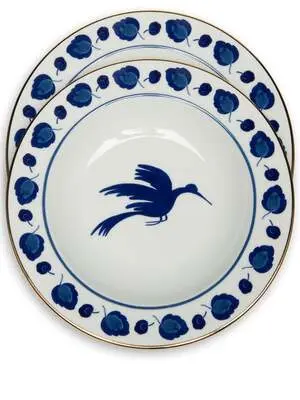 La DoubleJ Wildbird Soup Plates - Blue
