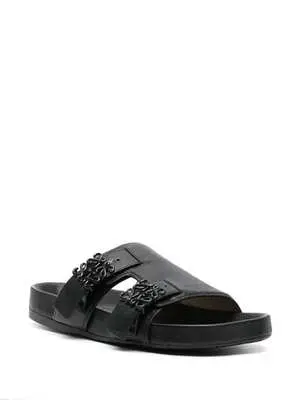 Loewe Anagram-buckle Leather Slides - Black