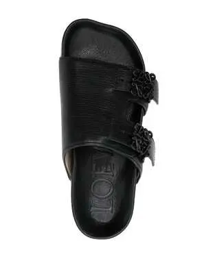 Loewe Anagram-buckle Leather Slides - Black
