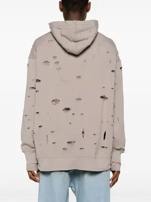 Givenchy Logo-print Ripped Hoodie - Grey