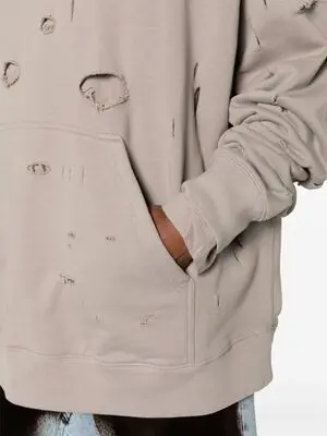 Givenchy Logo-print Ripped Hoodie - Grey