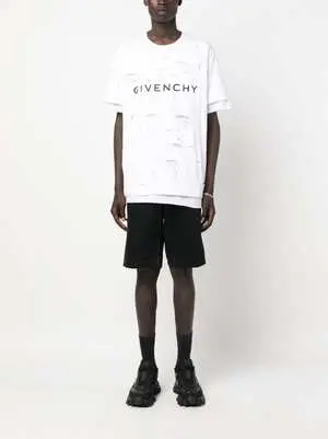 Givenchy Logo-print Distressed Cotton T-shirt