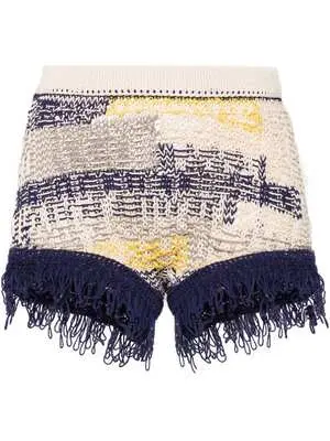 Sportmax Intarsia-knit Mini Shorts - Neutrals