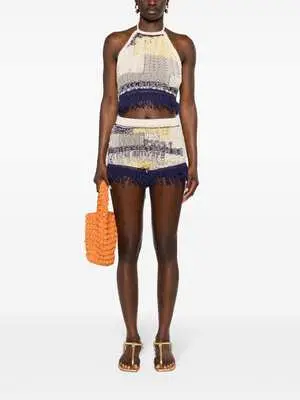 Sportmax Intarsia-knit Mini Shorts - Neutrals