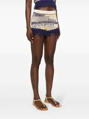 Sportmax Intarsia-knit Mini Shorts - Neutrals