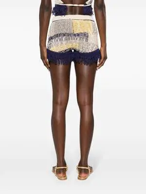 Sportmax Intarsia-knit Mini Shorts - Neutrals