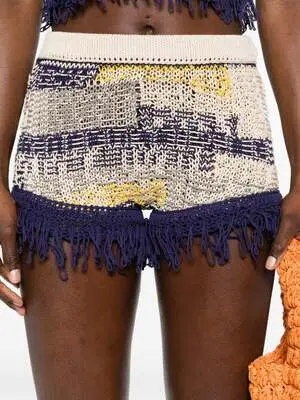 Sportmax Intarsia-knit Mini Shorts - Neutrals