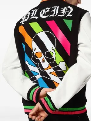 Philipp Plein Logo-appliqué Wool Varsity Jacket