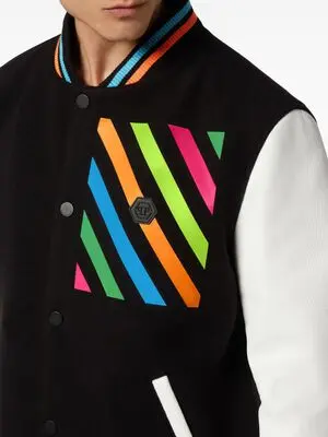 Philipp Plein Logo-appliqué Wool Varsity Jacket
