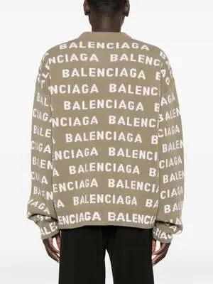 Balenciaga Logo-intarsia Sweater - Neutrals