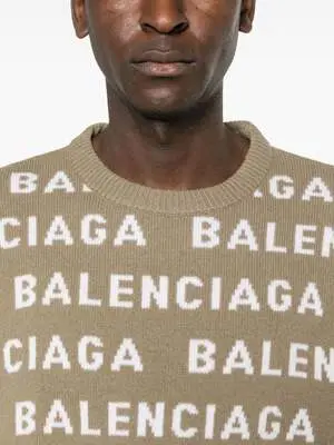Balenciaga Logo-intarsia Sweater - Neutrals
