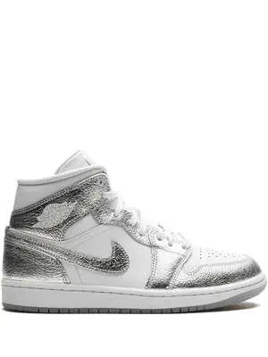JORDAN Air 1 Mid Se Metallic Silver Sneakers - White