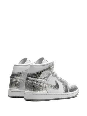JORDAN Air 1 Mid Se Metallic Silver Sneakers - White