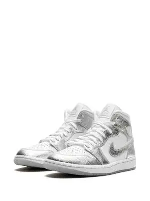 JORDAN Air 1 Mid Se Metallic Silver Sneakers - White