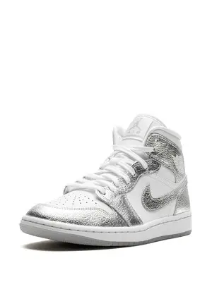 JORDAN Air 1 Mid Se Metallic Silver Sneakers - White