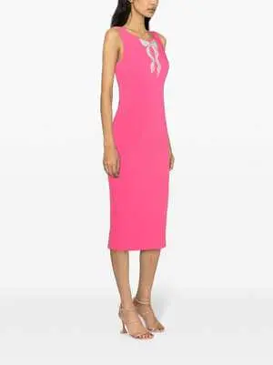 NISSA Crystal-embellished Crepe Midi Dress - Pink