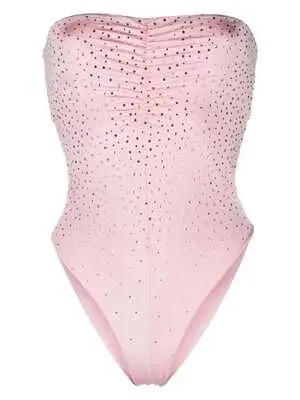 FORTE_FORTE Rhinestone-embellished Strapless Swimsuit - Pink