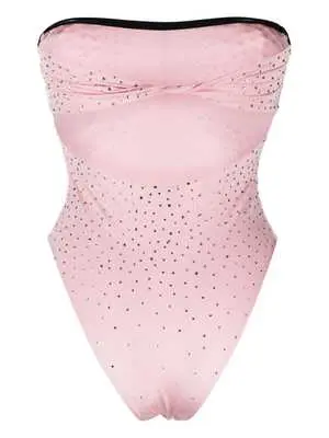 FORTE_FORTE Rhinestone-embellished Strapless Swimsuit
