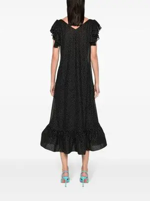 NISSA Polka-dot Belted Midi Dress