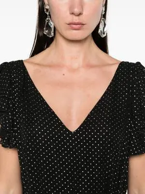 NISSA Polka-dot Belted Midi Dress