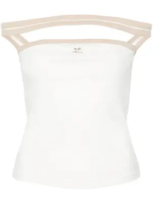 COURREGES Hyperbole Contrast Sleeveless Top - White