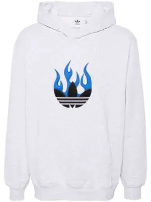 Adidas Flames Logo-patch Cotton Hoodie