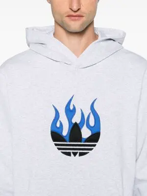 Adidas Flames Logo-patch Cotton Hoodie
