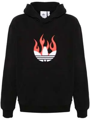 Adidas Flames Logo-patch Cotton Hoodie