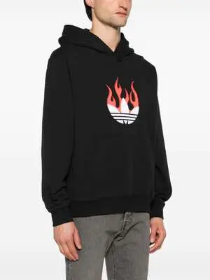Adidas Flames Logo-patch Cotton Hoodie