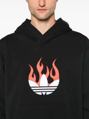 Adidas Flames Logo-patch Cotton Hoodie