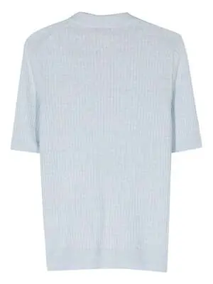 BARBA NAPOLI Short-sleeve Ribbed Polo Shirt - Blue