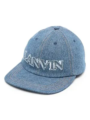 LANVIN Logo-appliqué Denim Cap - Blue
