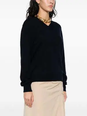 Saint Laurent V-neck Knitted Jumper - Blue
