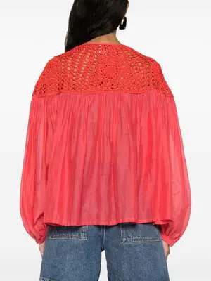 FORTE_FORTE Crochet Panel Long Sleeve Blouse