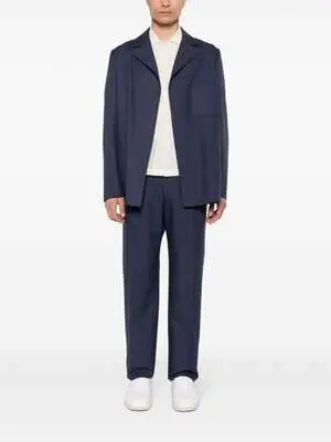 Fendi Virgin Wool Straight-leg Trousers - Blue