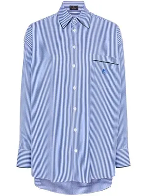 Etro Logo-embroidered Striped Shirt - Blue