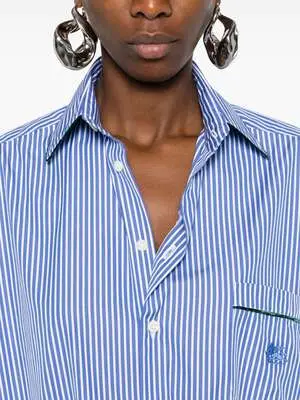 Etro Logo-embroidered Striped Shirt - Blue